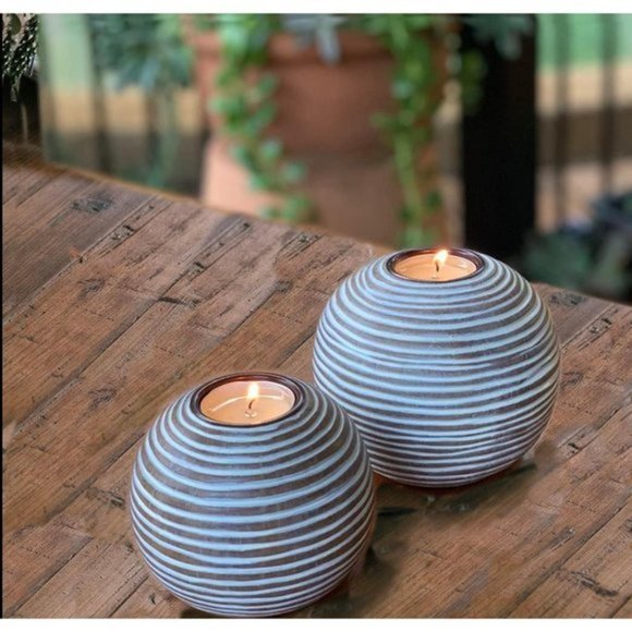 Huey House | Party Supplies | Set Of 2 Light Brown And White Tuva Orb ...